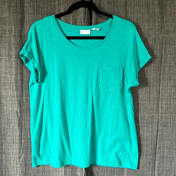 Sigrid Olsen | Tops | Sigrid Olsen Teal Tshirt With Rolled Cuffs And ...